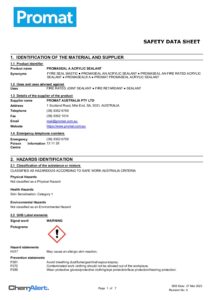 A Acrylic Sealant Promat SDS 20230327 - Dewpoint Group