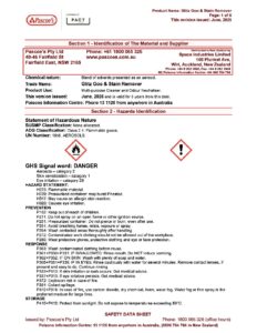 Glitz Goo & Stain Remover SDS - Dewpoint Group